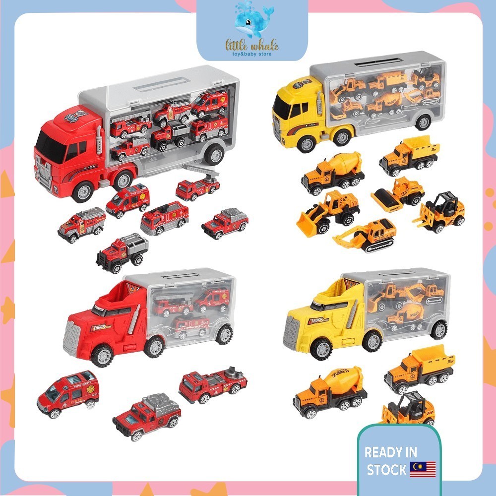 🐳6 in 1 Toy Truck Children Toy Car Model Toy Cars Carrier Truck Set ...