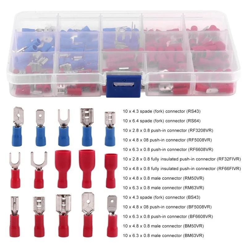 720PCS Insulated Cable Connector Electrical Wire Crimp Spade Butt Ring Fork Set Ring Lugs Rolled ...