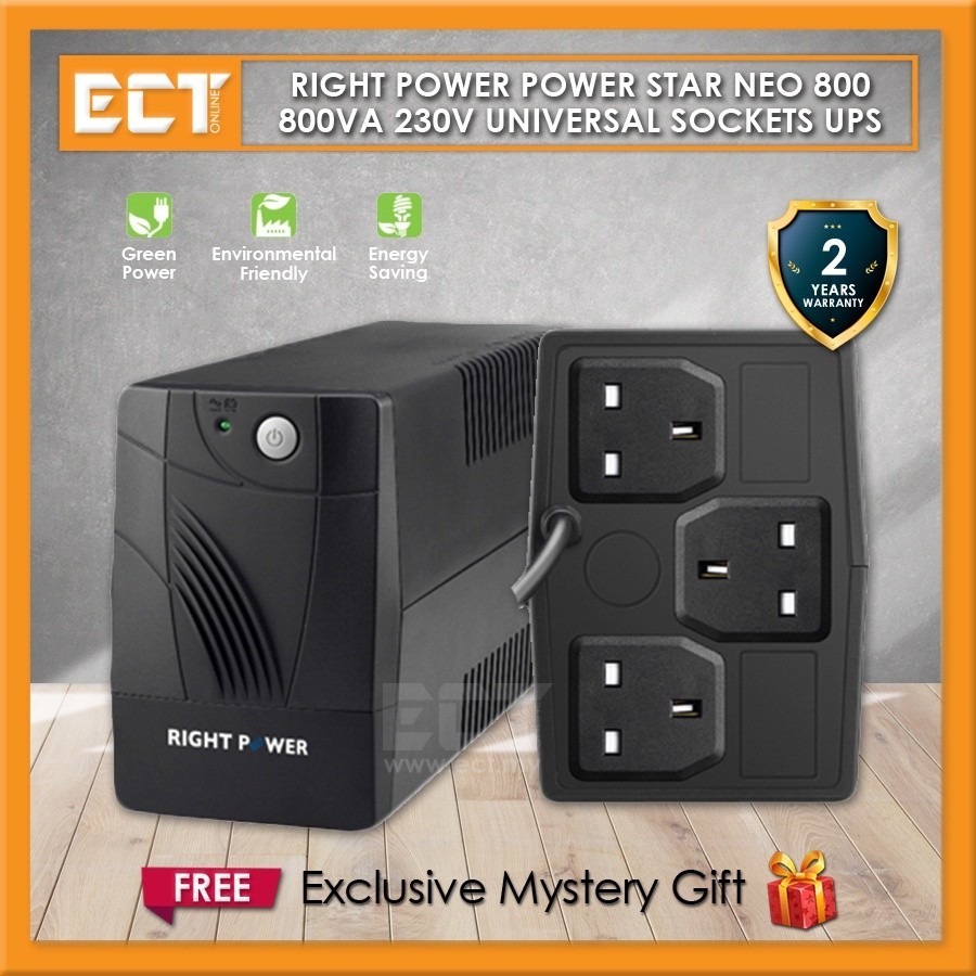 Right Power PowerStar NEO 800 800VA with 3 UK Socket Line Interactive ...