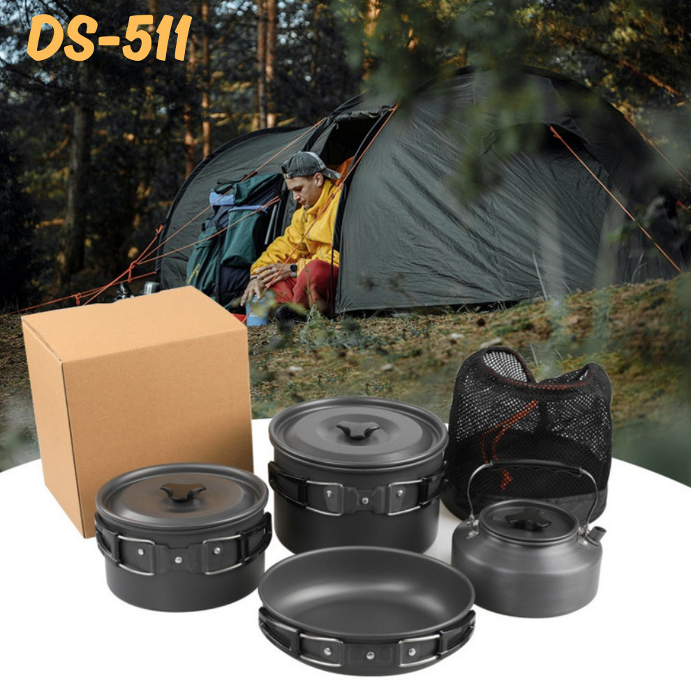 4-5 Person Outdoor Camping Cookware Kit Cooking Set Tableware Travel ...