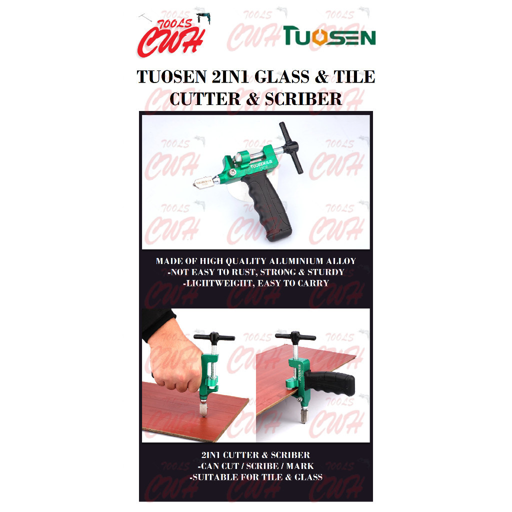 PRC TUOSEN 2IN1 GLASS TILE CERAMIC CUTTER SCRIBER OPENER MARKER DIVIDER ...