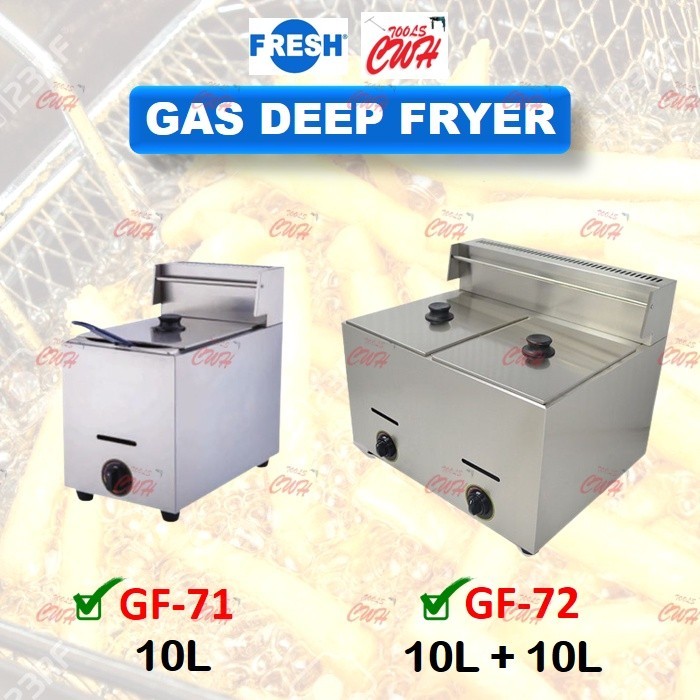 FRESH 10L / 10L+10L DEEP GAS FRYER GF-71 GF-72 SINGLE TANK DOUBLE TANK ...