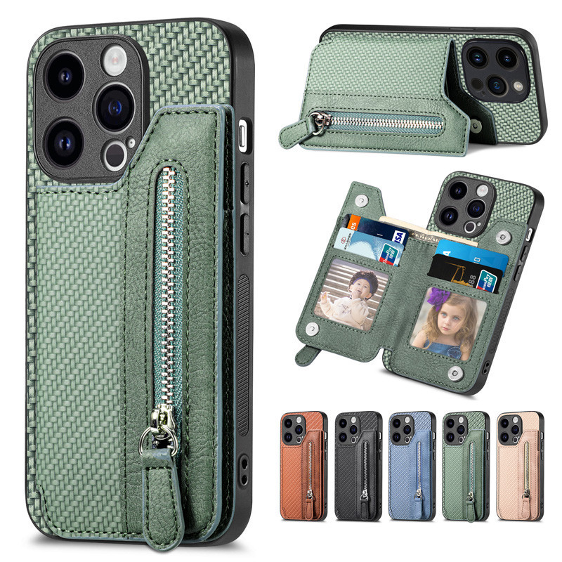 Card Wallet Zipper Case For Oppo A58 A78 A38 A17 A17k A18 A2x A2m A18