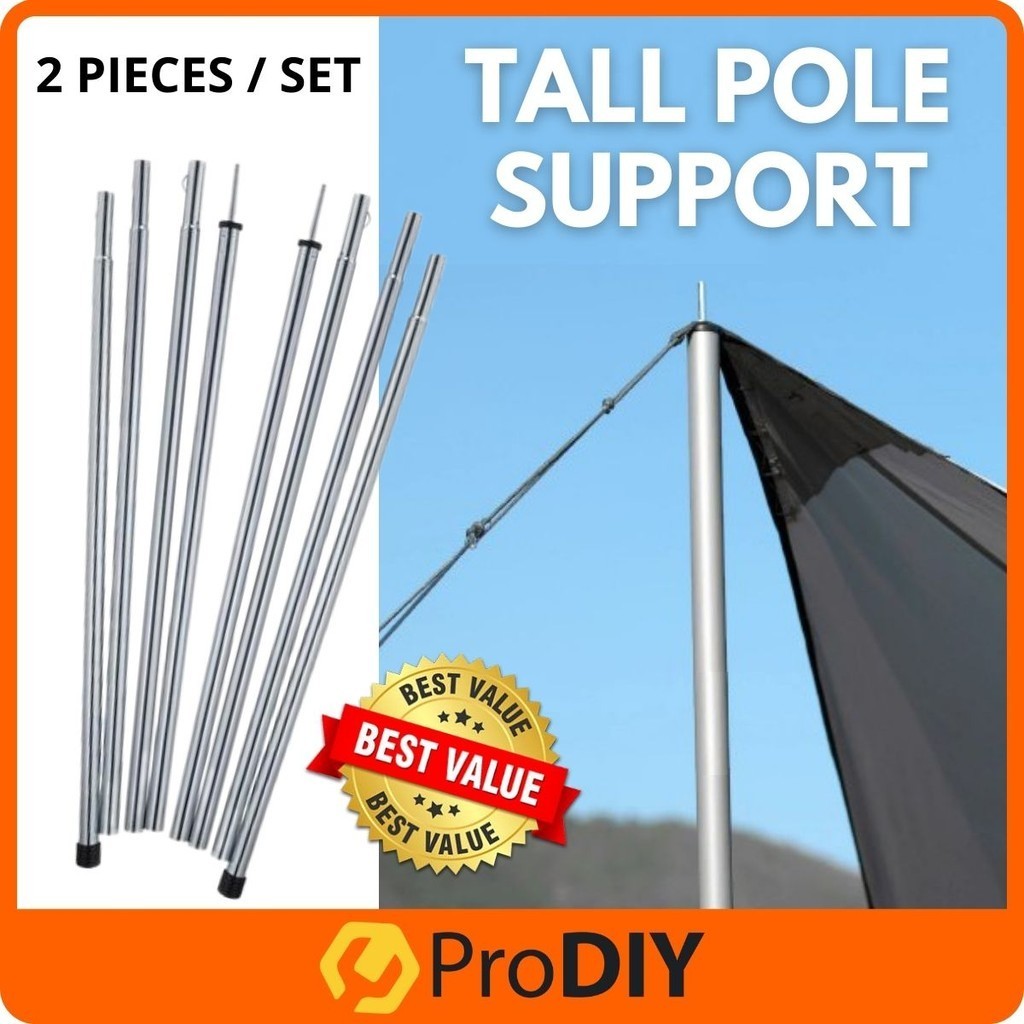 2PCS Set Tent Pole Support Outdoor Camping Canopy Sun Shelter Awning ...