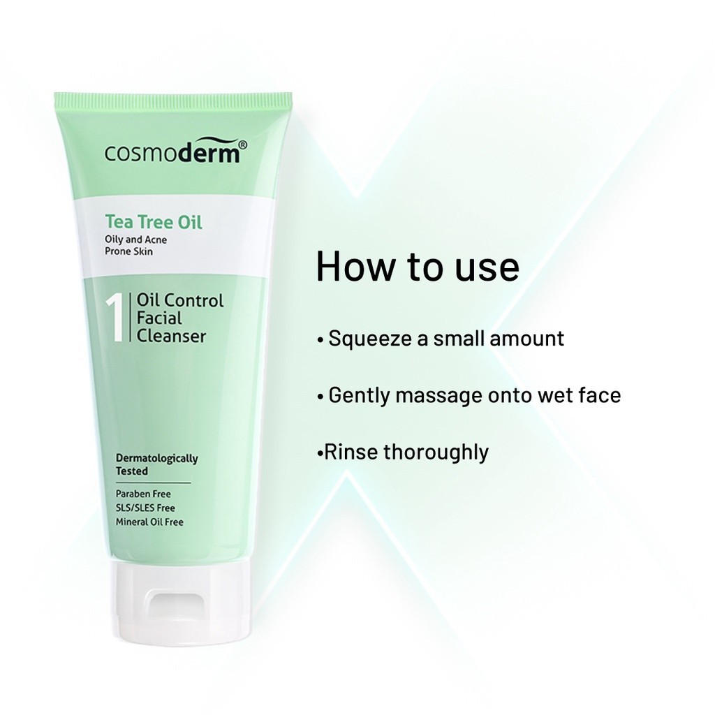 Cosmoderm Tea Tree Oil ( Oil Control Facial Cleanser ) 125 ml | Shopee ...