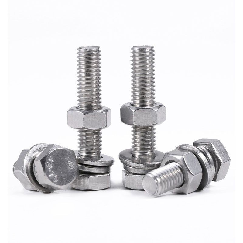 304 Stainless Steel External Hexagon Combination Screw Nut Set Large Full Bolt Extension Screw ...