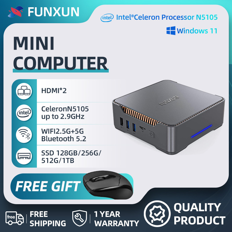 FUNXUN Window11Mini PC Home Office Computer 128G/256G/512G/1TB SS Large Storage Space Intel ...