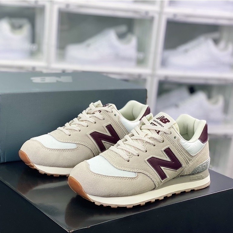 New NB 574 beige classic durable low retro running shoes women's shoes ...