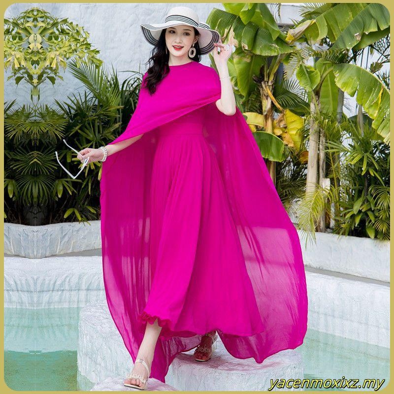 Ready Stock baju pantai wanita rok panjang pakaian perempuan Chiffon ...