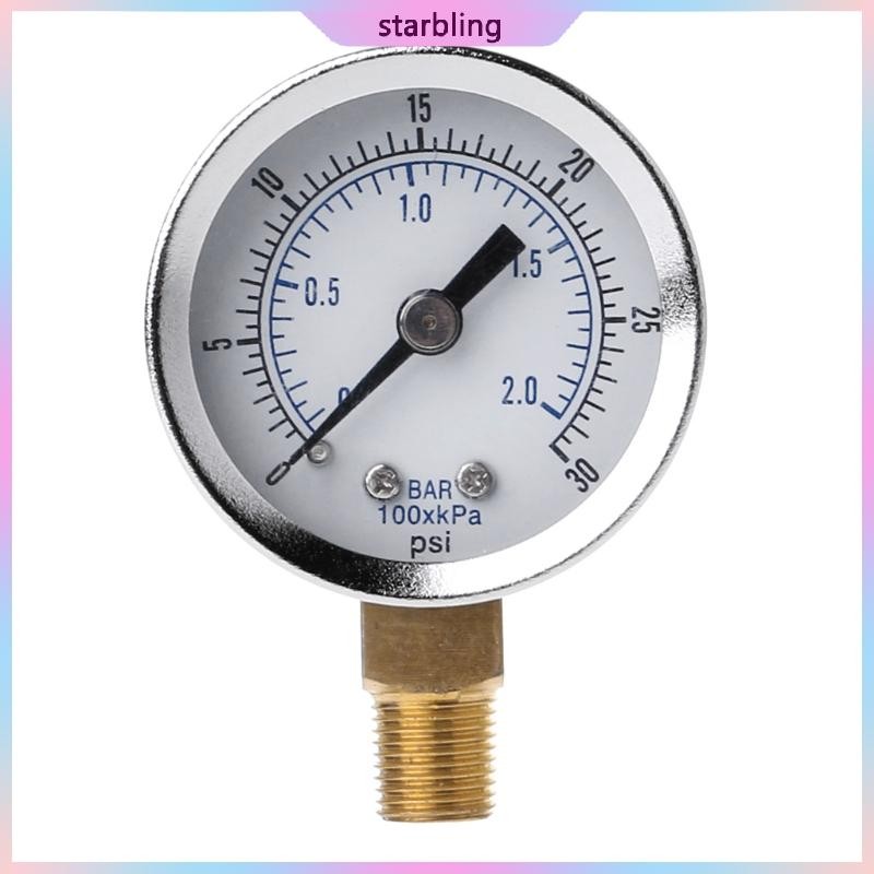 Star Compact Pressure Gauge 1 8 NPT Pressure Gauge Compressor Hydraulic Pressure 0-30 PSI Bottom ...
