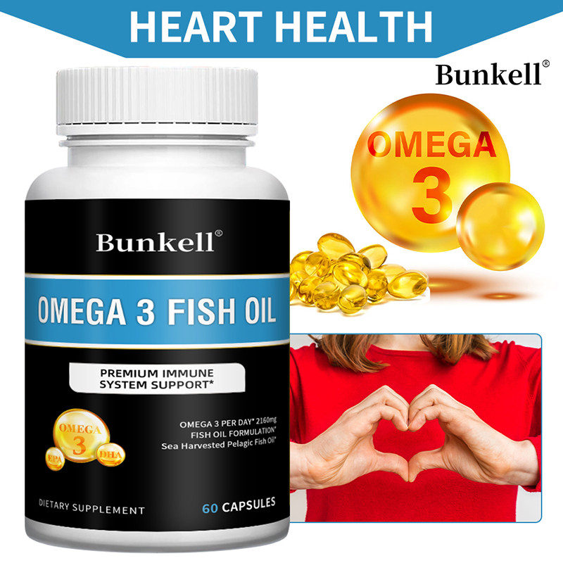 Bunkell Omega-3 Fish Oil Supplement Supports Heart, Cardiovascular ...