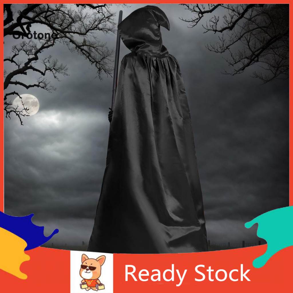 [Ready stock] Grim Reaper Cloak Reaper Role Play Cape Black Hooded ...