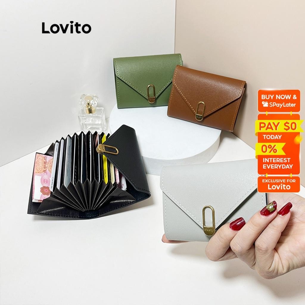 Lovito Casual Plain Spiked Lychee Skin Wallet for Women L50AD131 (Brown ...
