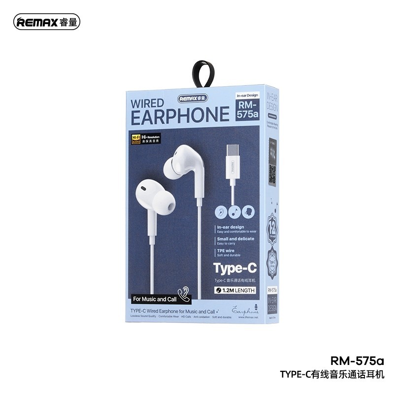 REMAX TYPE-C Wired Earphones for Music and Call RM-575a | Shopee Malaysia