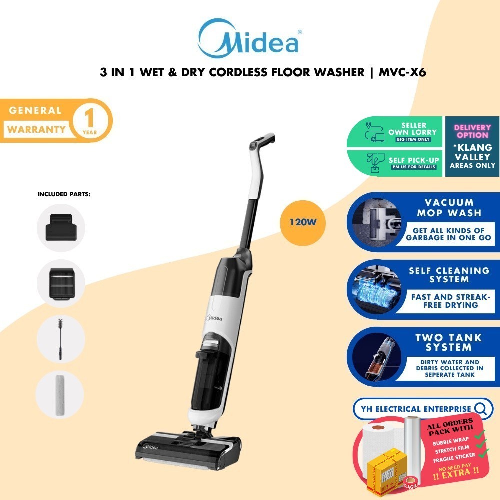 Midea MVC-X6 3 in 1 Wet & Dry Cordless Floor Washer Mop Vacuum Cleaner ...