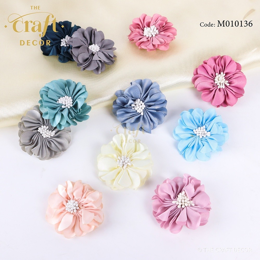 The Craft Decor 3D Fabric Bunga Jahit/Glu With Inti | Sew On Flower ...