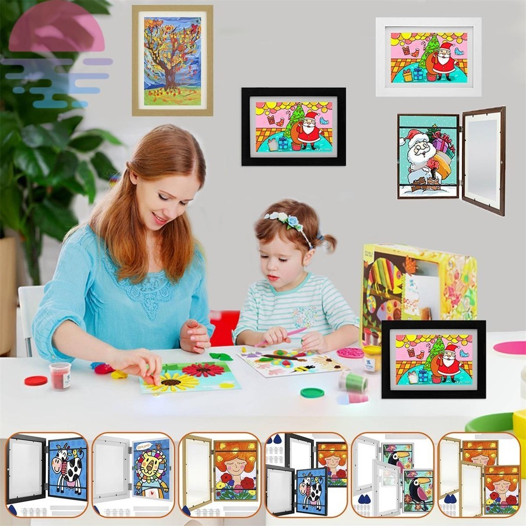 1/2Pcs Kids Art Frame Set A4 Front Opening Photo Frames Wooden Kids ...