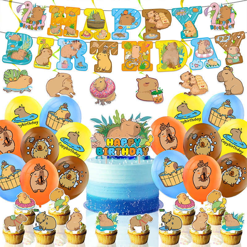 Ins Capybara Theme Kids Birthday Party Decoration Gift Kawaii Cute ...