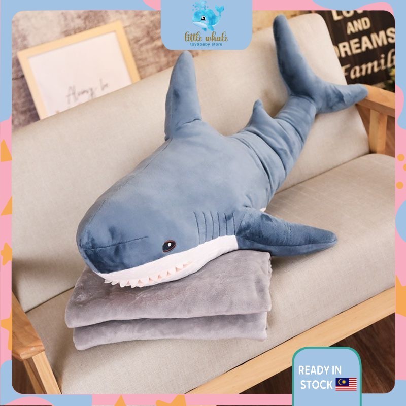 🐳45/60/80cm Big Shark Plush Toy Adult Stuffed Kitten Pillow Kids ...