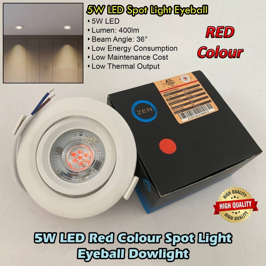 5W LED RED COLOUR SPOT LIGHT SUPER BRIGHT EYEBALL DOWNLIGHT FOR ...