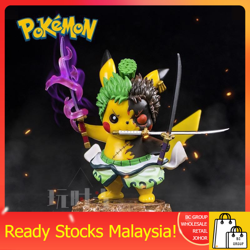 [No Box]Pokemon Pikachu Zoro One Piece Style Figure Toys【Ready Stock ...