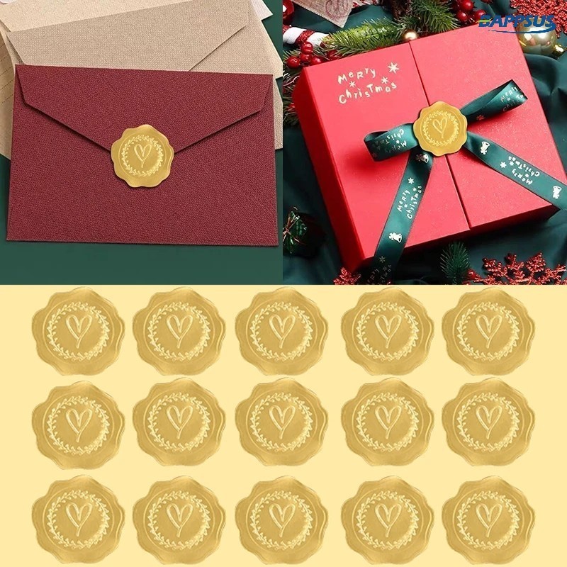[Better For You] 25Pcs Gold Embossed Envelope Seal Wax Looking Sticker ...