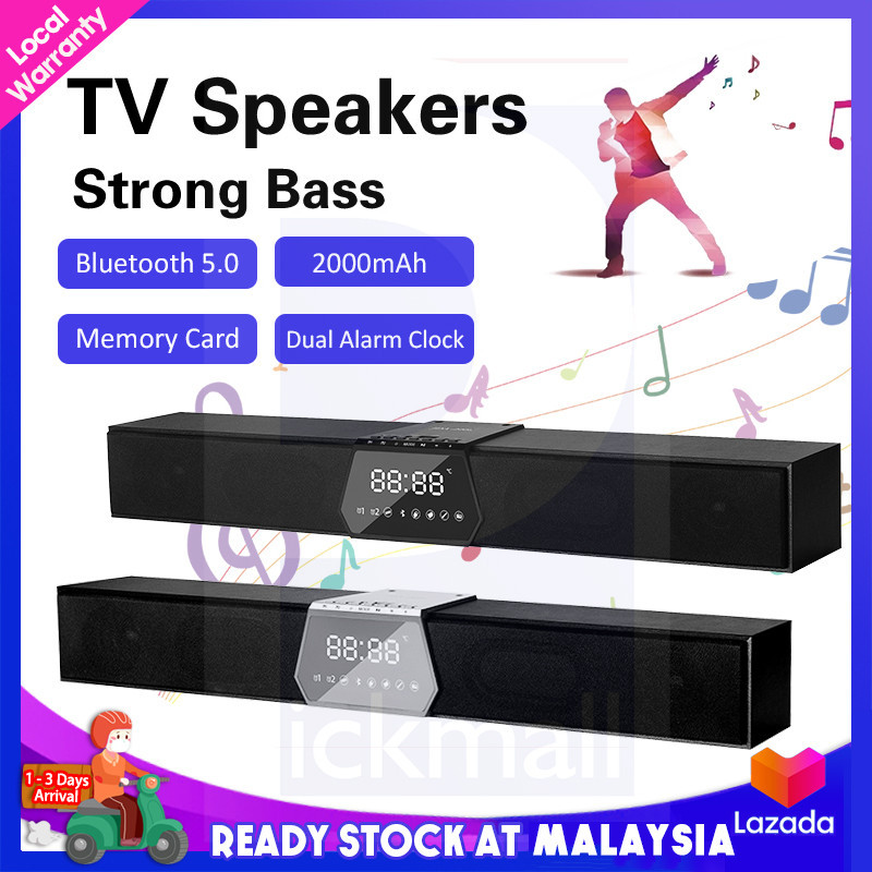 Home Theatre Soundbar Wireless Bluetooth 5.0 Dual Alarm Clock Sound Bar ...