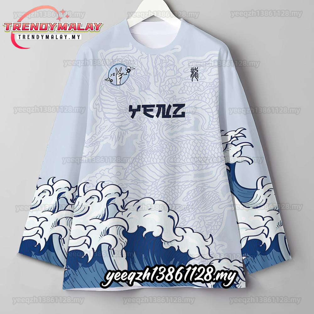 Baju YENZ Jersey Custom Name Viral Tiktok T Shirt Dragon Design Fashion T Shirt Men Women Long ...