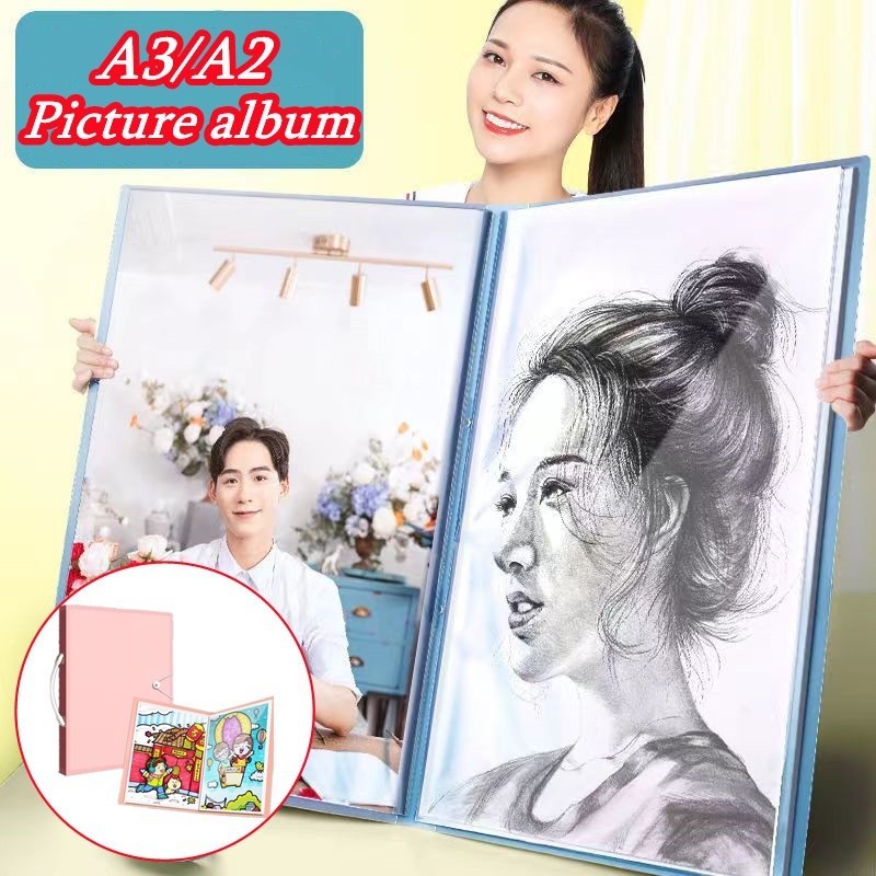 A3/A2,8K/4K Picture Album Folder File Folder Storage Organizer Children's Art Drawing Paper ...