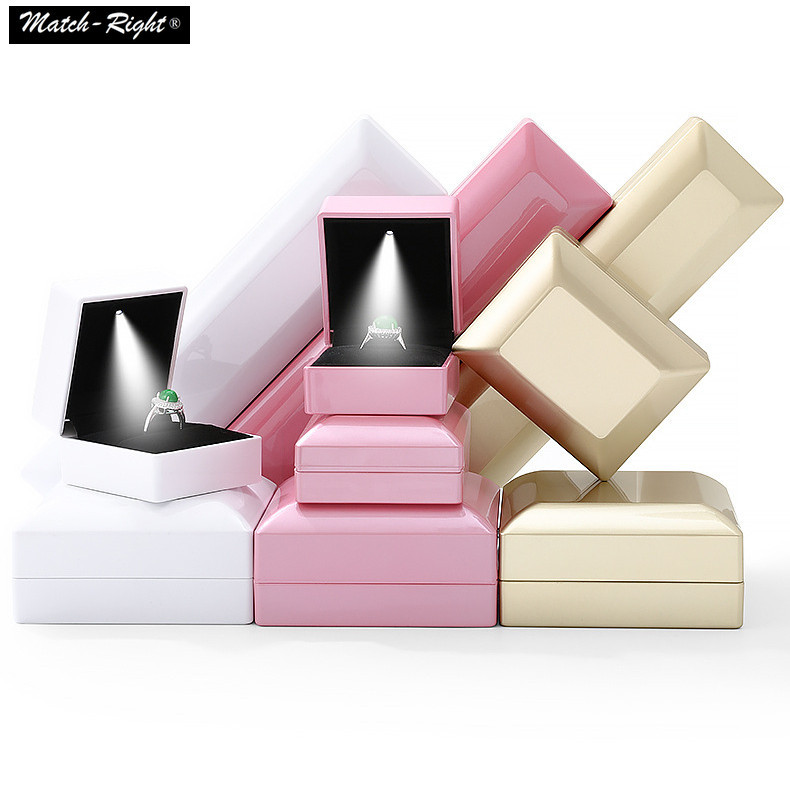 LED Light Jewelry Box Baking Varnish Jewelries Display Boxes for Ring ...