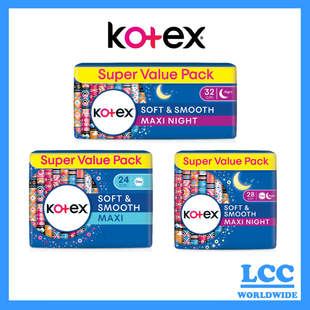 Kotex Soft & Smooth Maxi Pad 20s【S&S】24cm NW 12x2 32cm W 12x3 32cm W 14x 28cm W 16x2 28cm NW 12s ...