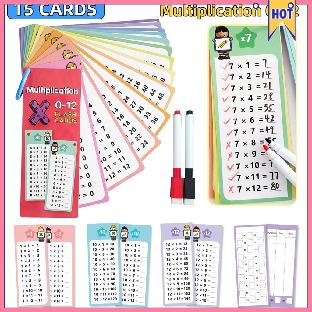 Wandereve| Kids Math Manipulatives Math Flash Cards Set with Pens for ...
