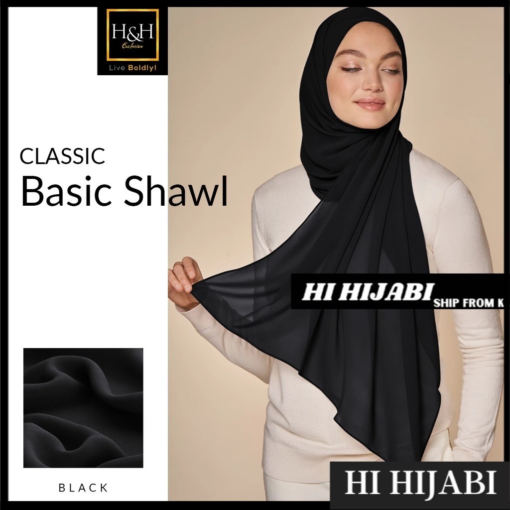 Shawl Keknis Plain Heavy Chiffon Part B Wide Long Shawl Mudah Bentuk ...