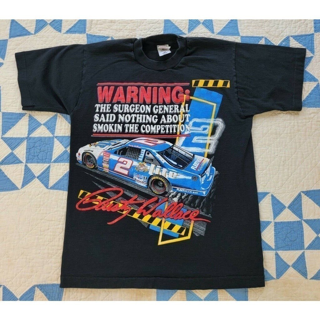 Vintage fashion 2025 1990s Rusty Wallace NASCAR Single Stitch Black ...