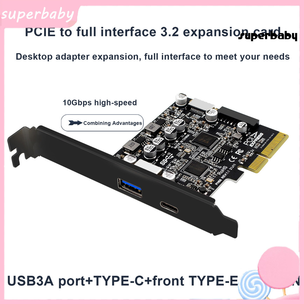 [superbaby.]PCIe 3.0 to USB3.2 Express Expansion Card for Windows SATA Power Connector Type-C ...