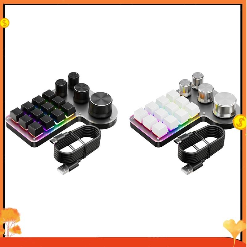 Mini Custom Keyboard 12 Keys 4 Knobs RGB BT Mechanical Keyboard Hotswap ...