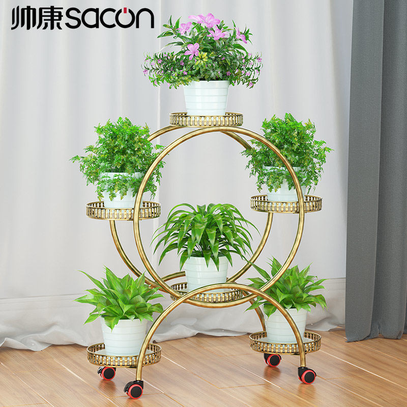 [Sacon] Stand Bunga Seni Besi Berdiri Lantai Kreatif dengan Roda Ruang ...