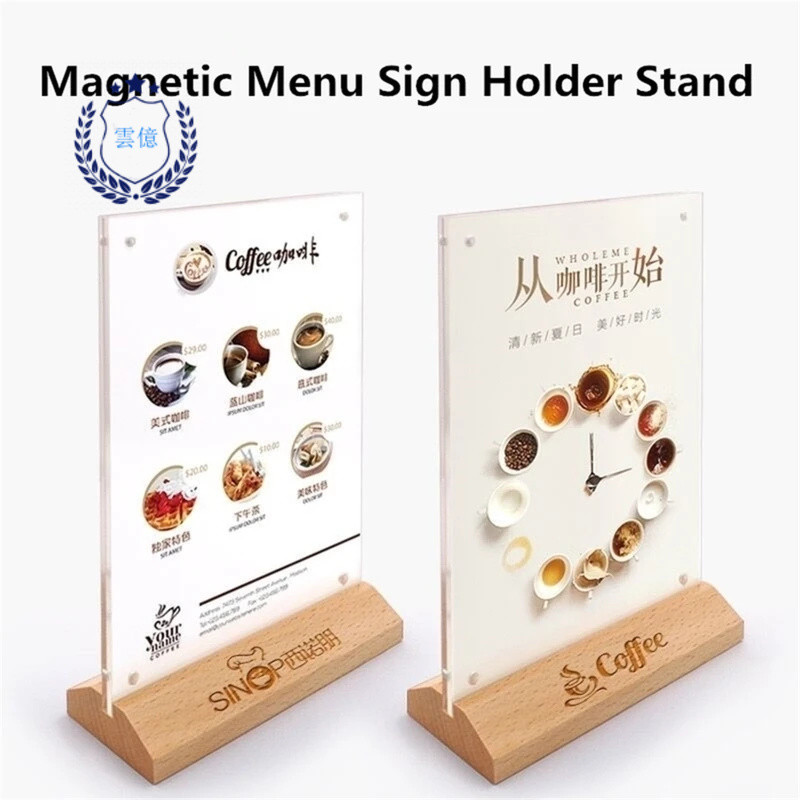 A6 Magnetic Acrylic Sign Holder Acrylic T Shape Table Top Display Stand ...