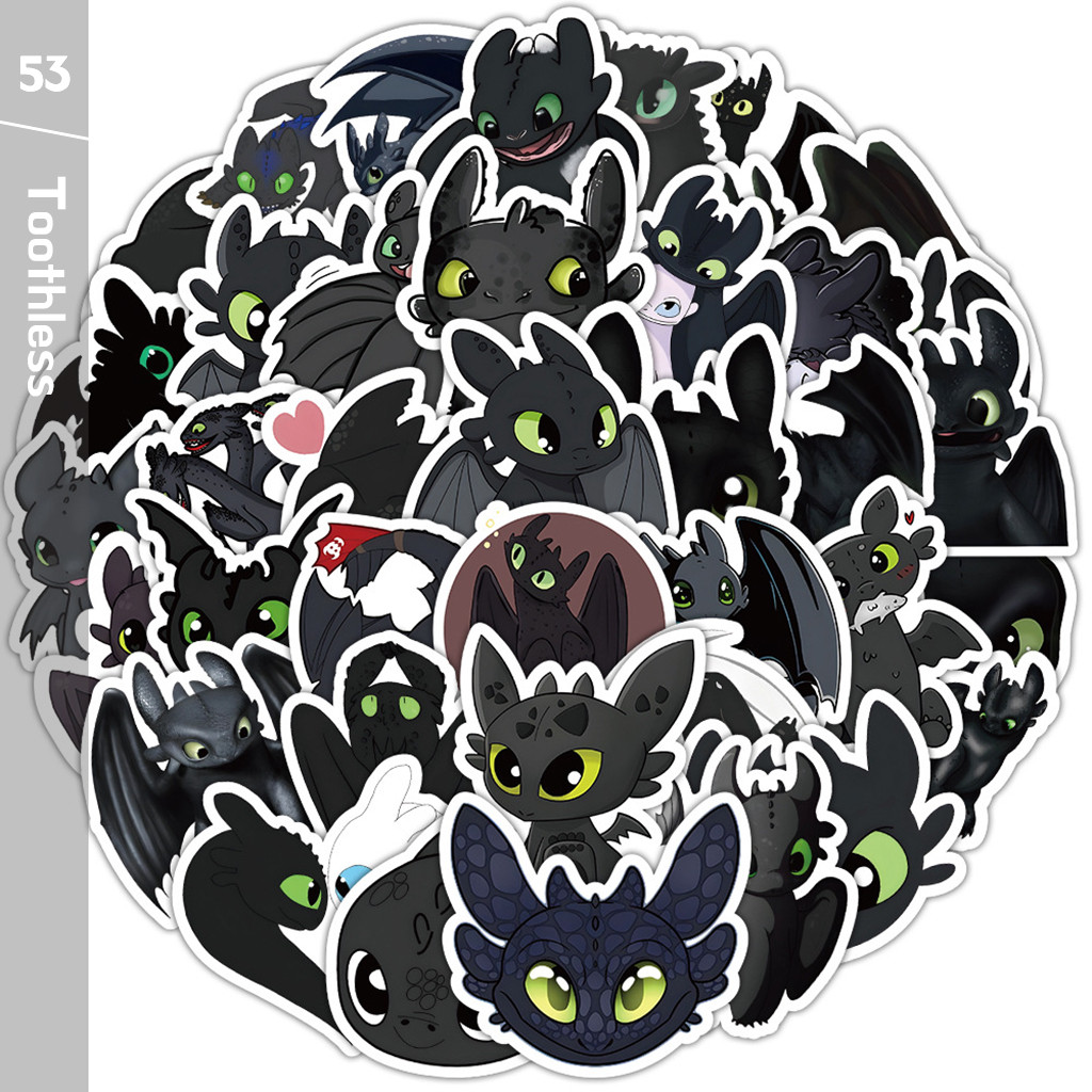 Y&P| Toothless Stickers Set Cartoon Graffiti Waterproof Decals Pack, 53 ...