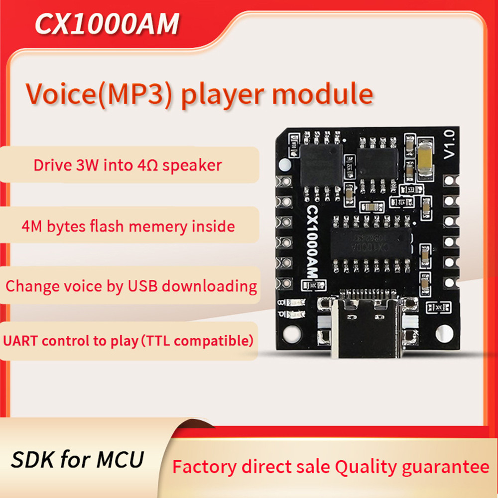 Cx1000Am Serial Mp3 Voice Chip Module, Microcontroller Control Triggers ...