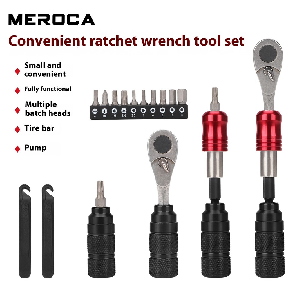 Ratchet Wrench Bicycle Repair Tool Box Tire Crowbar Socket Multi ...