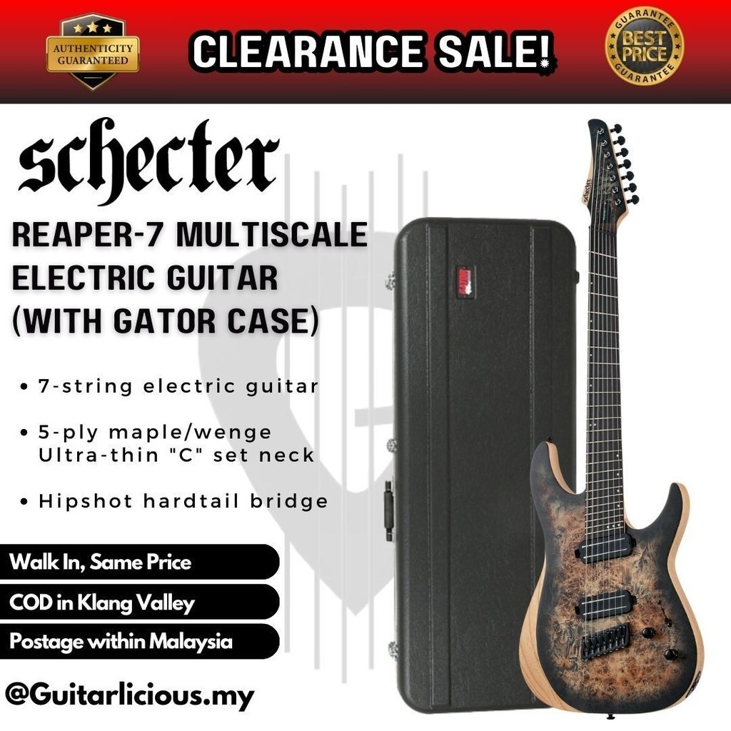 Schecter Reaper-7 Multiscale Electric Guitar with Gator Case - Satin ...