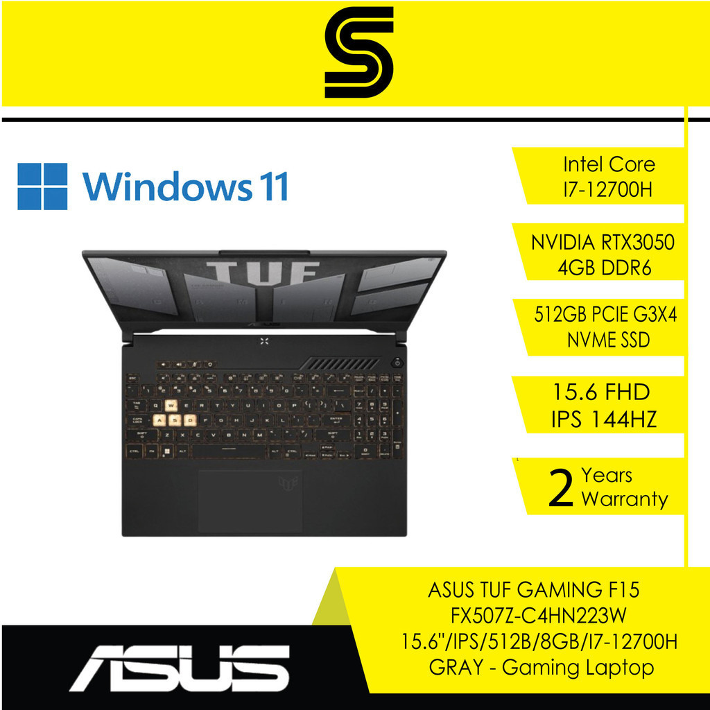 ASUS TUF GAMING F15 FX507Z-C4HN223W - Gaming Laptop (15.6"/I7-12700H/8GB /512GB/NVIDIA RTX3050 ...