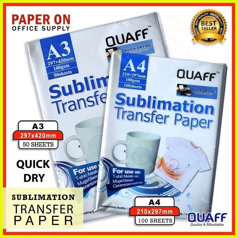 QUAFF Sublimation Transfer Paper A4 size (100sheets) A3 (50sheets) | Shopee Malaysia