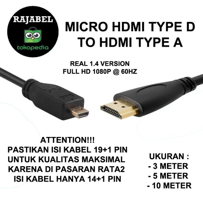 5 Meters High speed Micro HDMI to HDMI 4K UHD 30Hz REAL 19+1 Cable Fill! | Shopee Malaysia