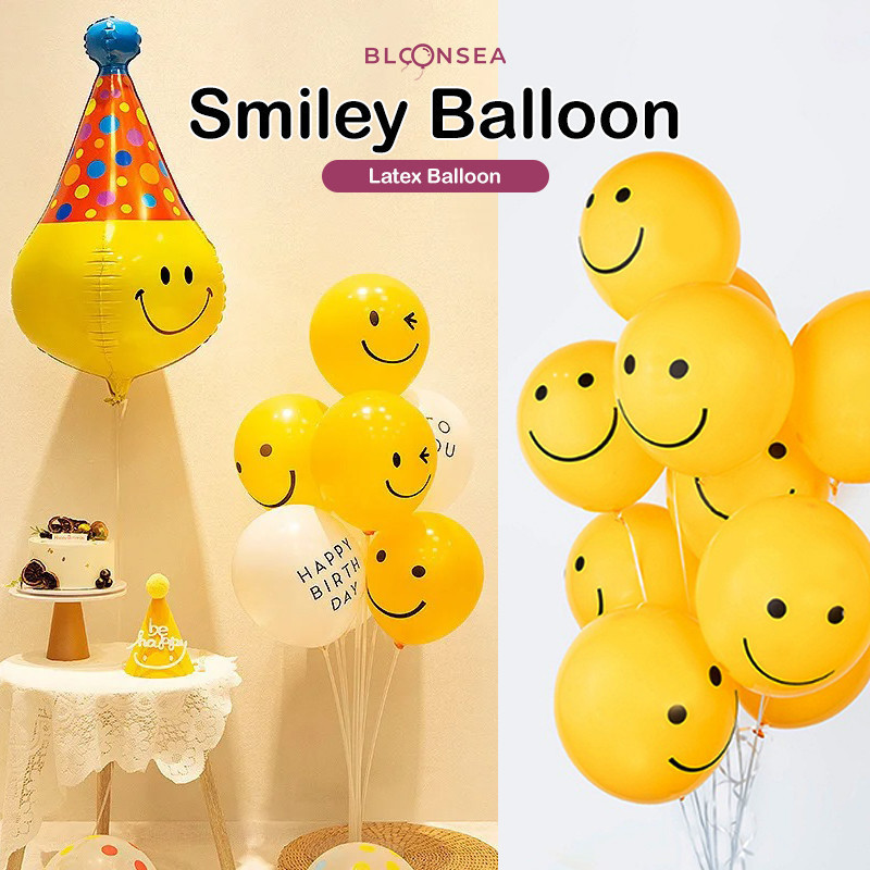 12 Inch Yellow Smiley Latex Balloon Happy Birthday To You Cute ...