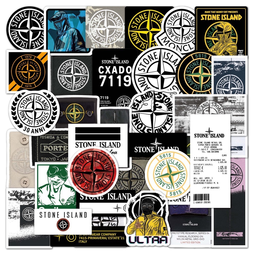36 pcs Stone Island Trendy Brand Waterproof PVC Stickers | Shopee Malaysia