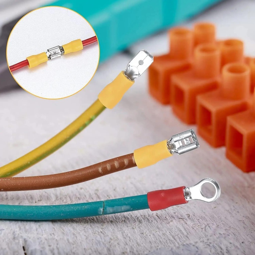 720PCS Insulated Cable Connector Electrical Wire Crimp Spade Butt Ring Fork Set Ring Lugs Rolled ...
