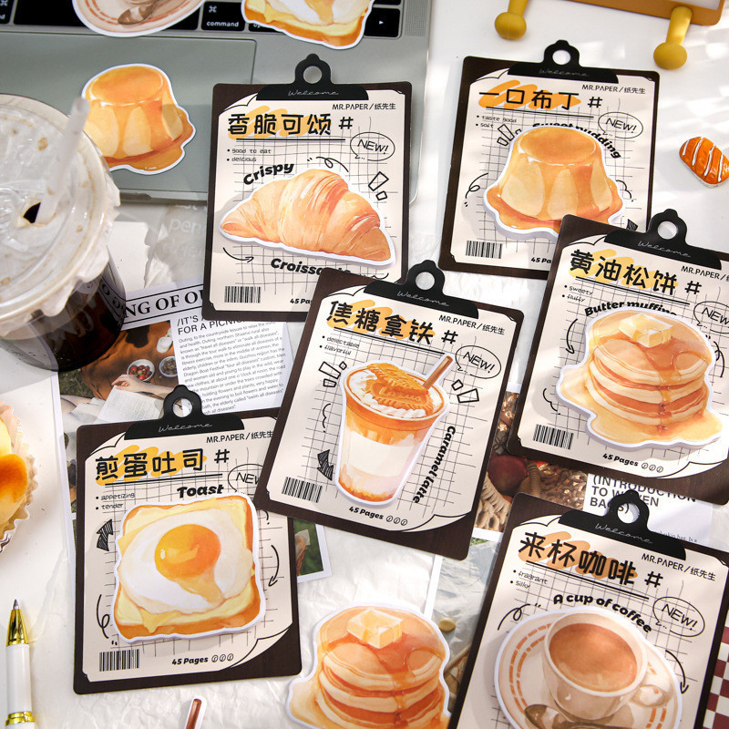 45 Pcs/pack Kawaii Sticky Notes Self Sticky Notes Cute Bake Shaped ...