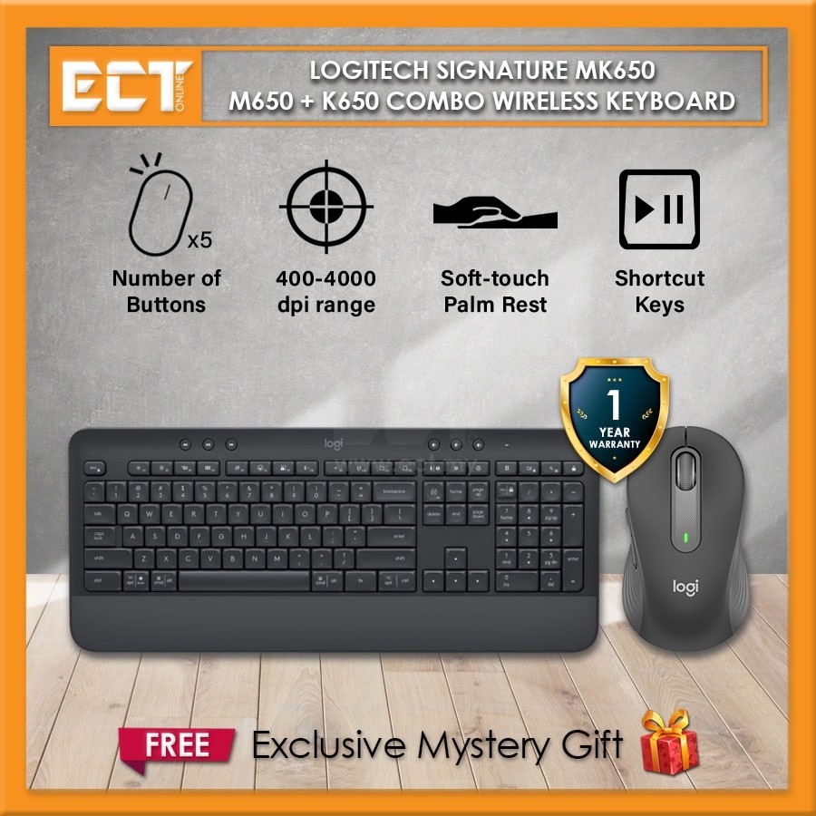 Logitech Signature MK650 M650 + K650 Combo Wireless Keyboard with Palm ...